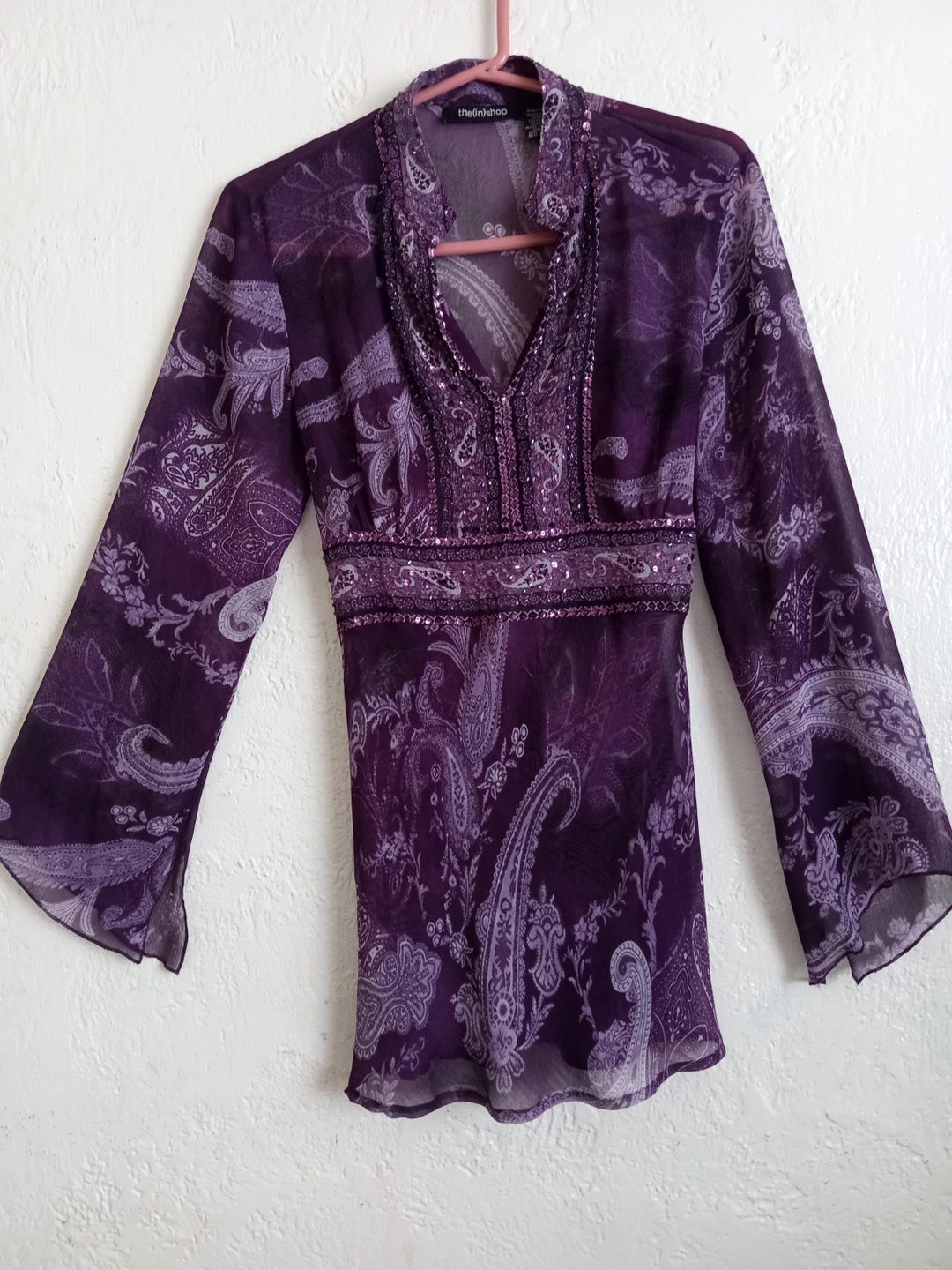 Purple Paisley Sequin Tunic Top by the in Shop - Etsy