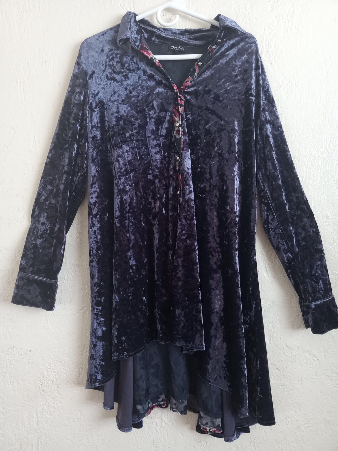 Deep Purple Crushed Velvet Tunic Top by Dor Dor Couture - Etsy