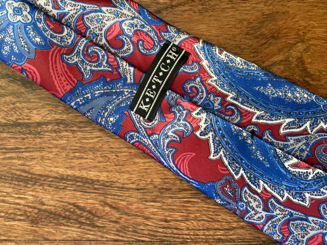 Vintage 1990s Ketch Blue and Red Paisley Tie - Etsy