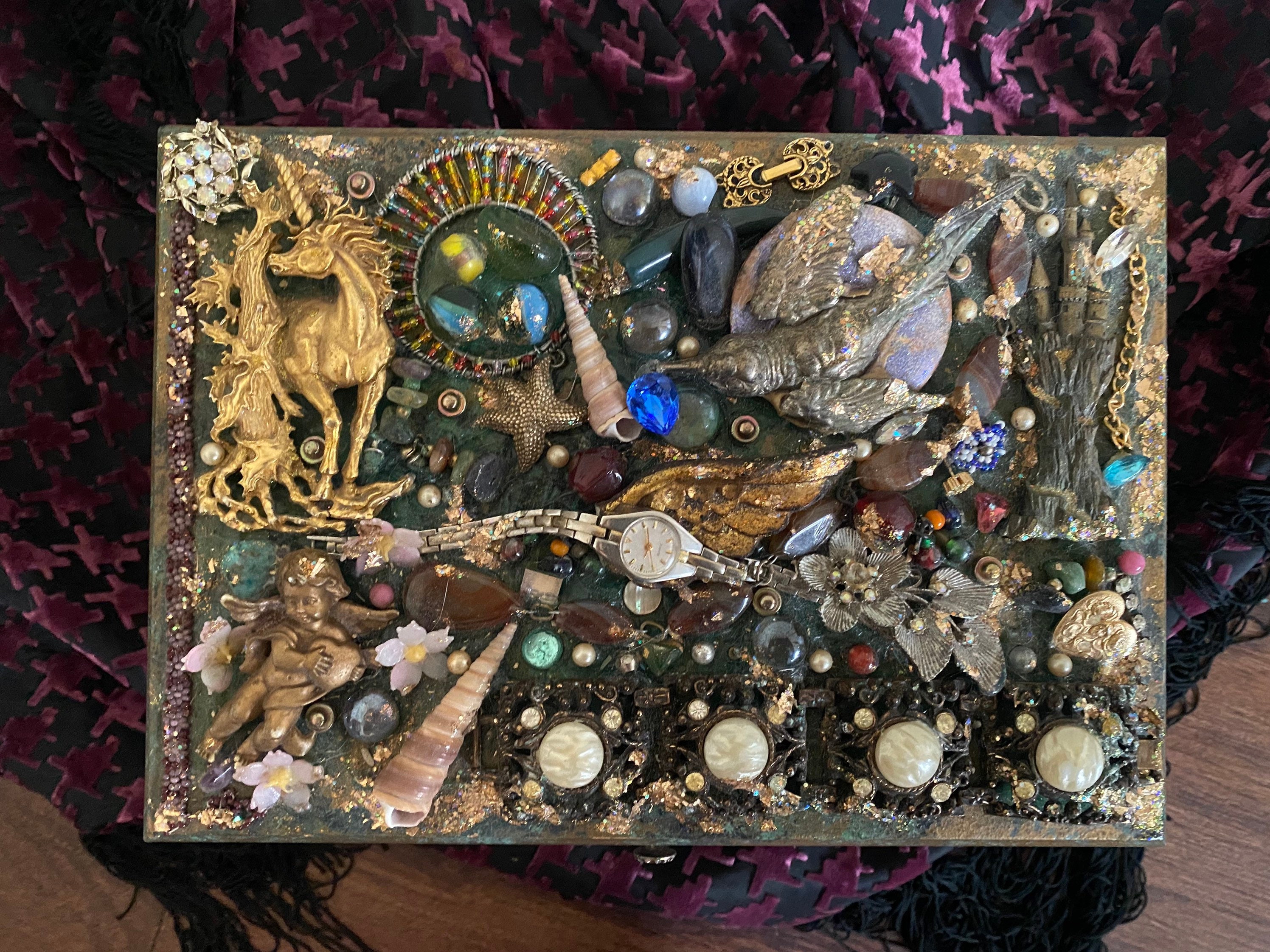 Hand Decorated Magic Jewelry Box With Vintage Gems - Etsy