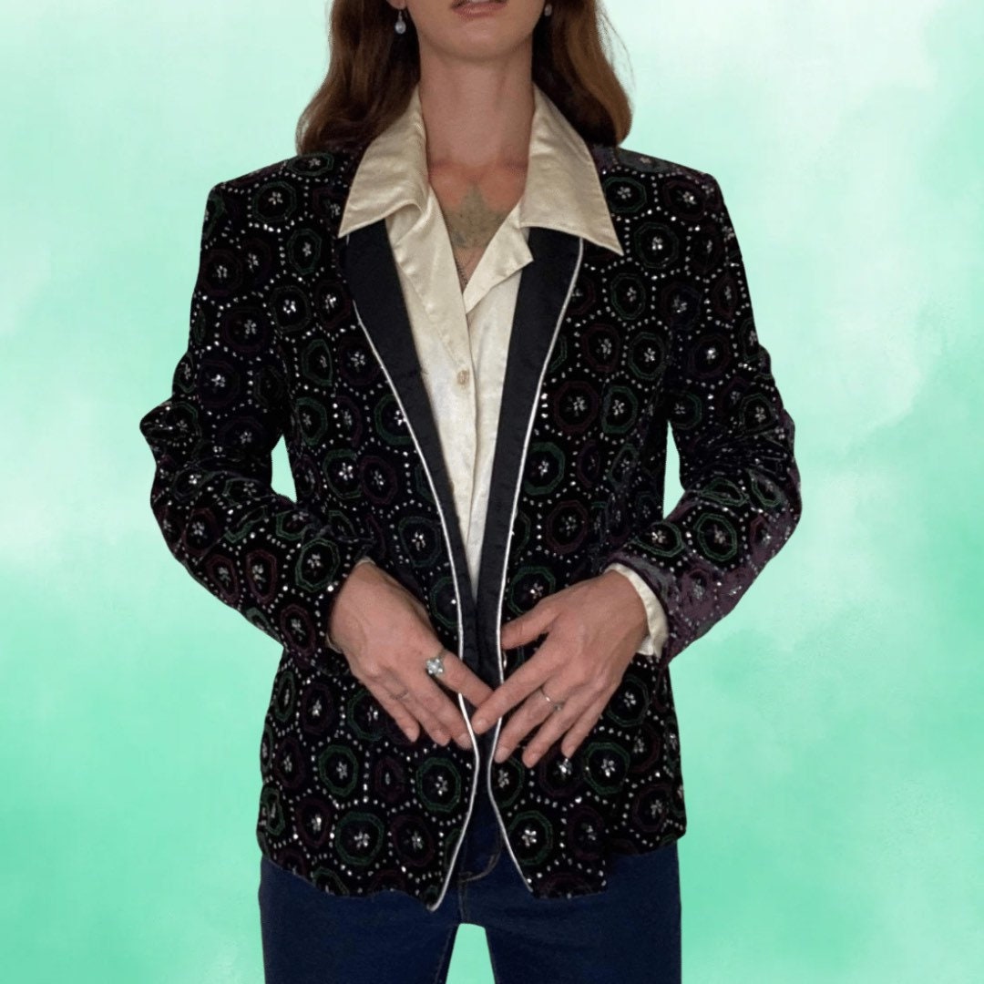 Vintage Ellen Ashley Holliday Velvet Jacket - Etsy