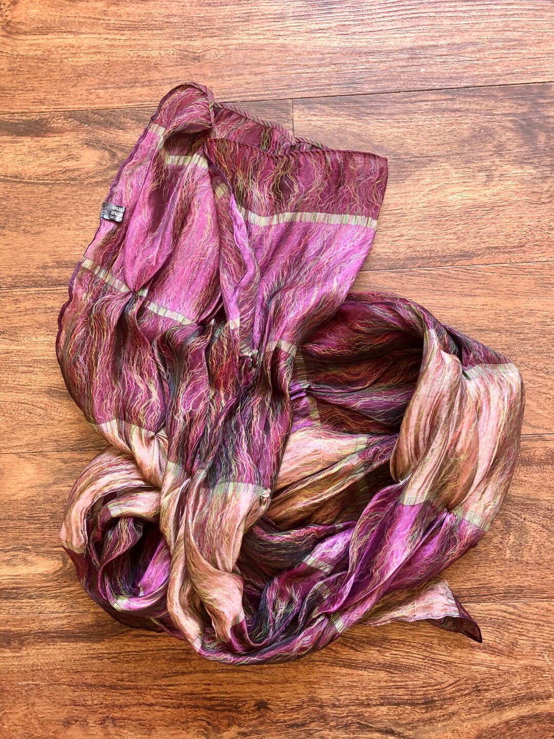 Y2K Maroon Boho Wavy Silk Scarf - Etsy