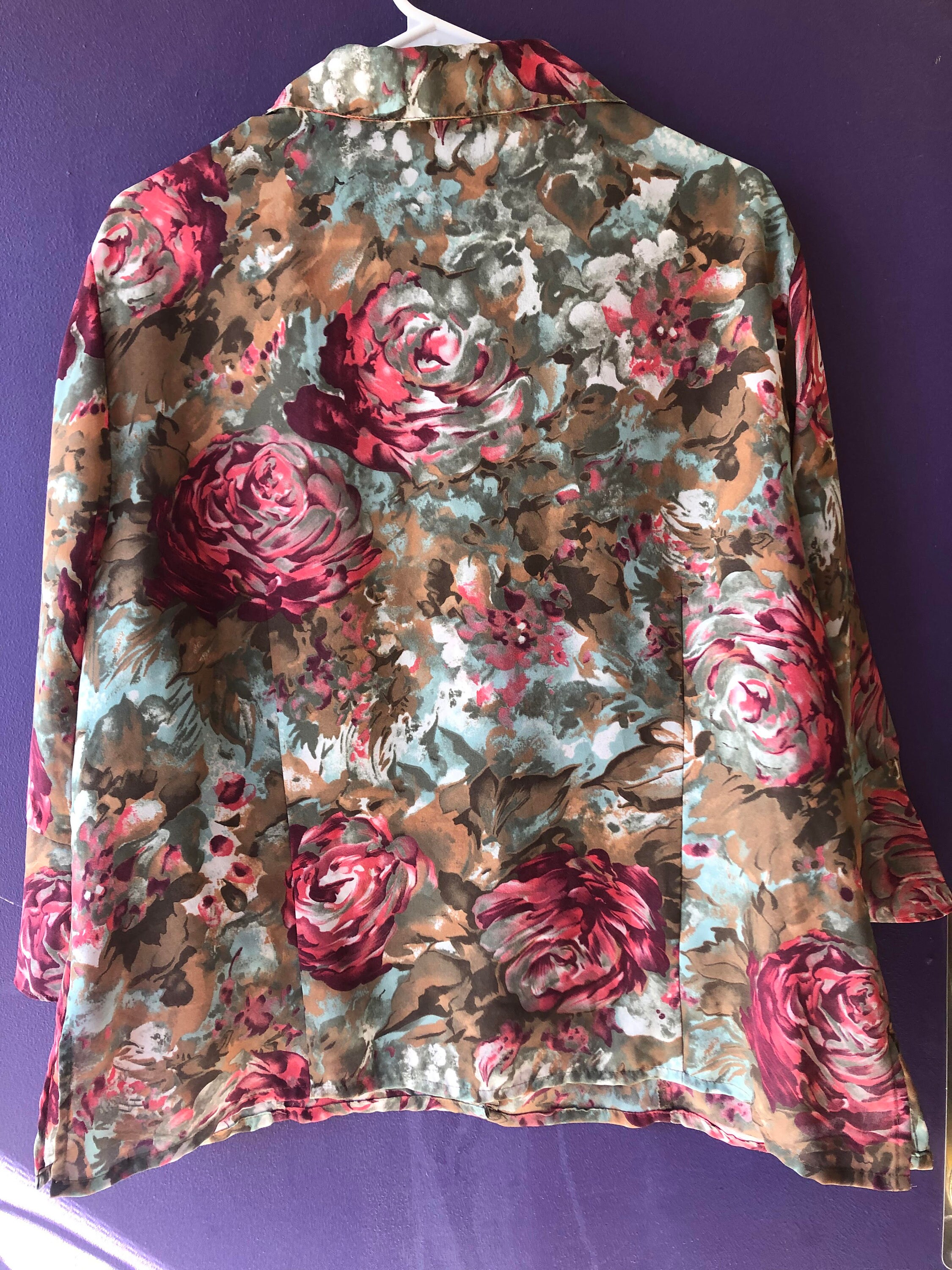 Vintage Kathy Che Rose Flowered Blouse - Etsy