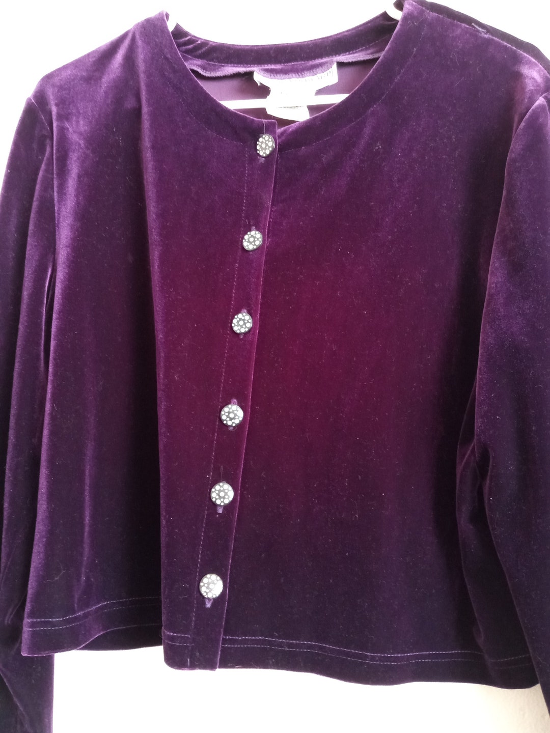 Plum Purple Velour/ Velvet Jacket With Rhinestone Buttons by Jessica ...