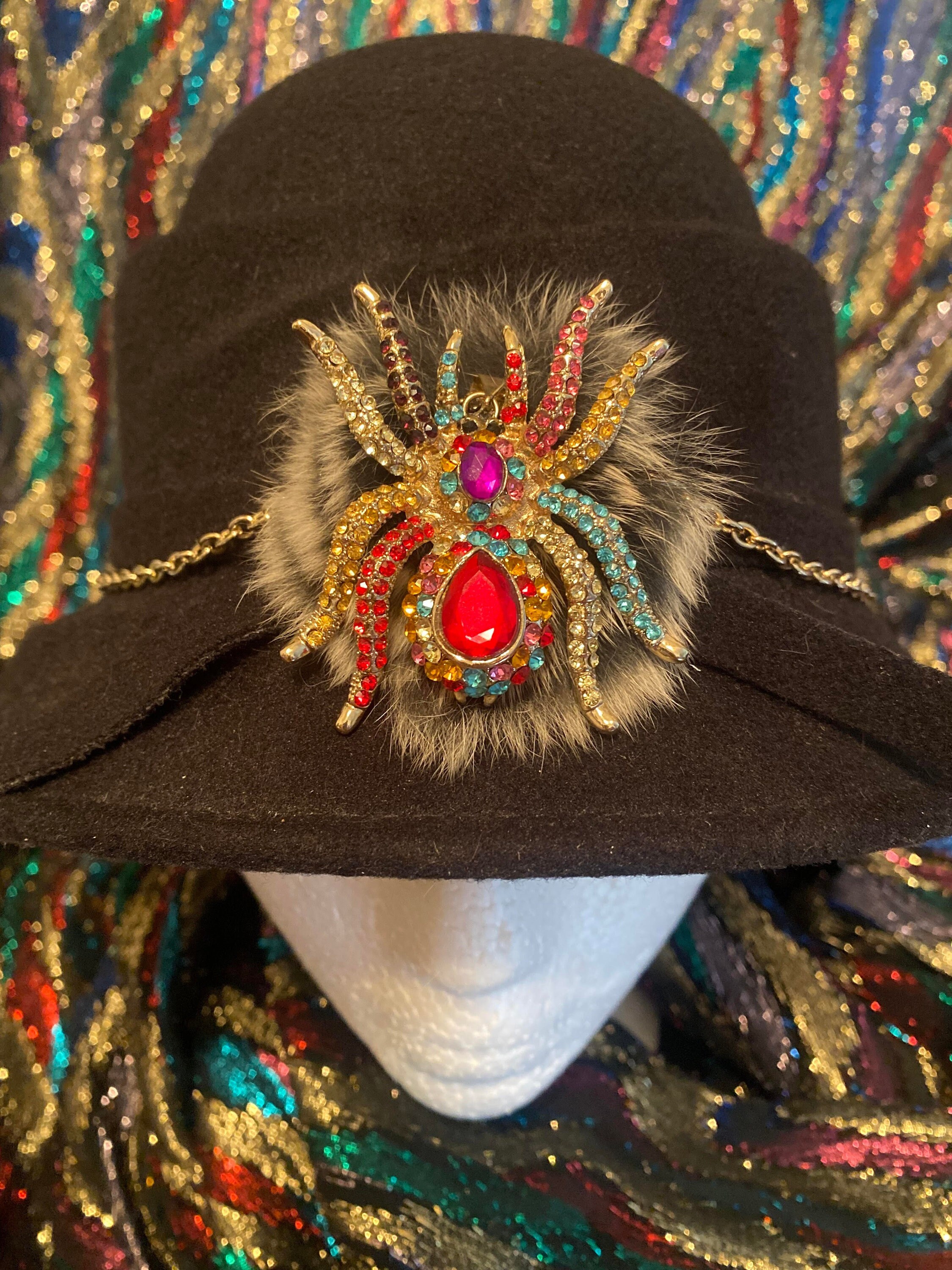 Spooky Sparkly Spider Cloche Black Bucket Hat, Perfect for Halloween - Etsy