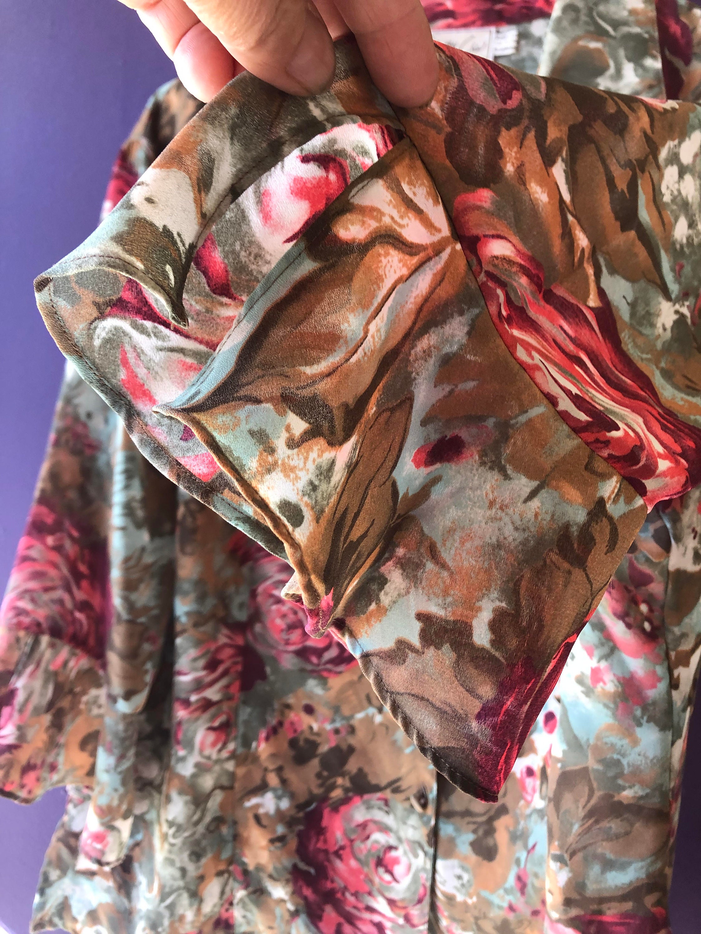 Vintage Kathy Che Rose Flowered Blouse - Etsy