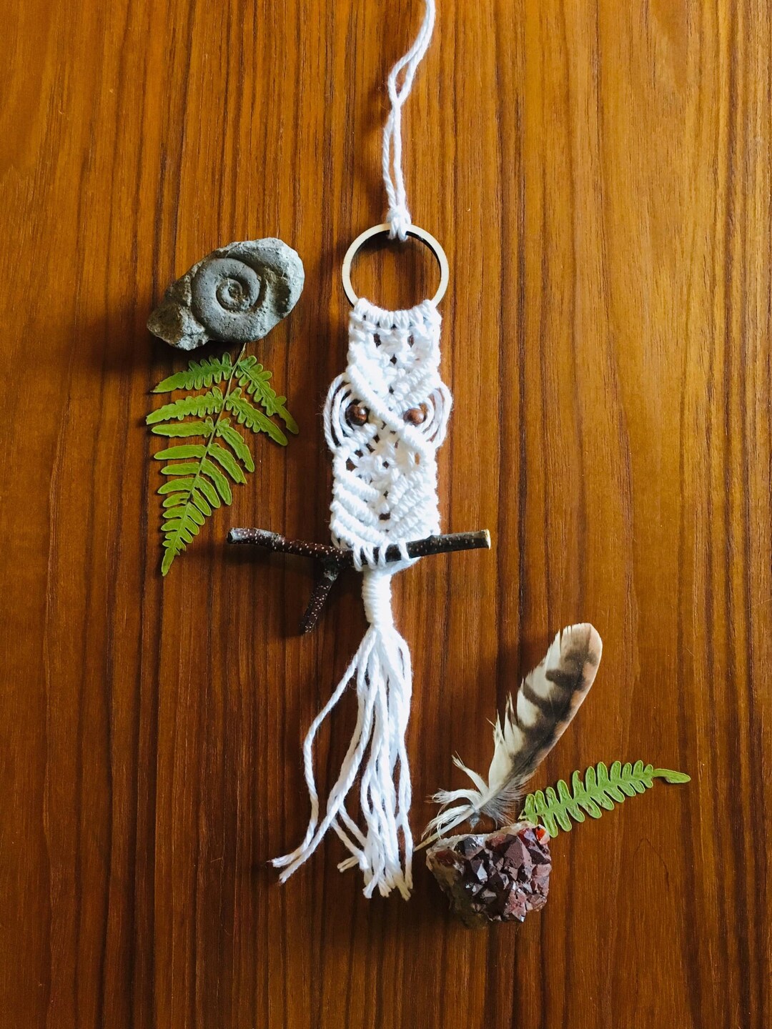 Macrame Owl, Macrame Owl Keychain, Macrame Owl Rear View Mirror Hanger ...