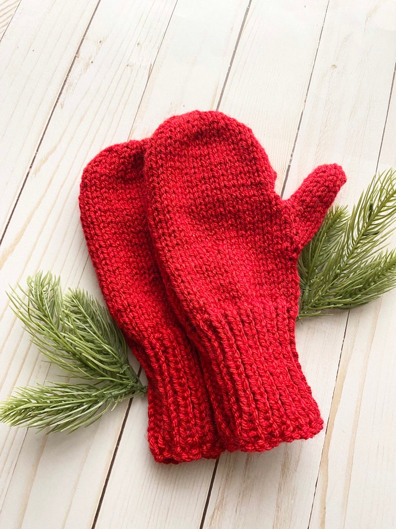 Hand Knit Mittens holly Berry Small Size - Etsy