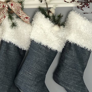 Personalized Denim Christmas Stocking Brushed Blue Denim - Etsy