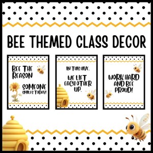 Bee Posters - Bee Themed Classroom Decor - Editable - Bee Themed Clip ...