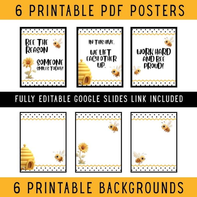 Bee Posters - Bee Themed Classroom Decor - Editable - Bee Themed Clip ...