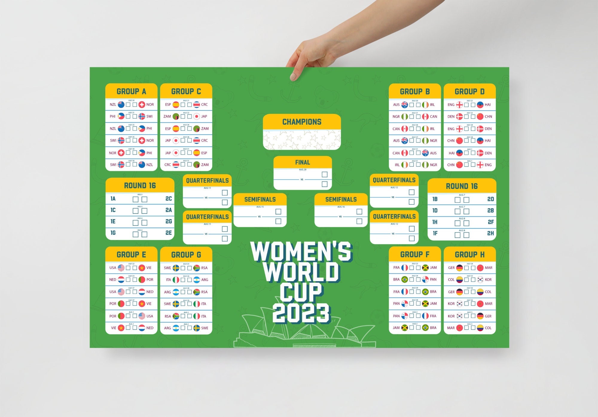 Women's World Cup 2023 Wallchart and Schedule Poster - Etsy