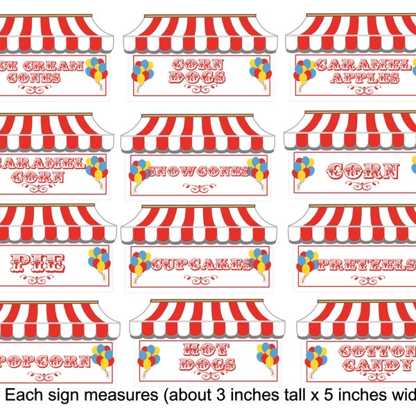 Carnival Food Signs - Etsy