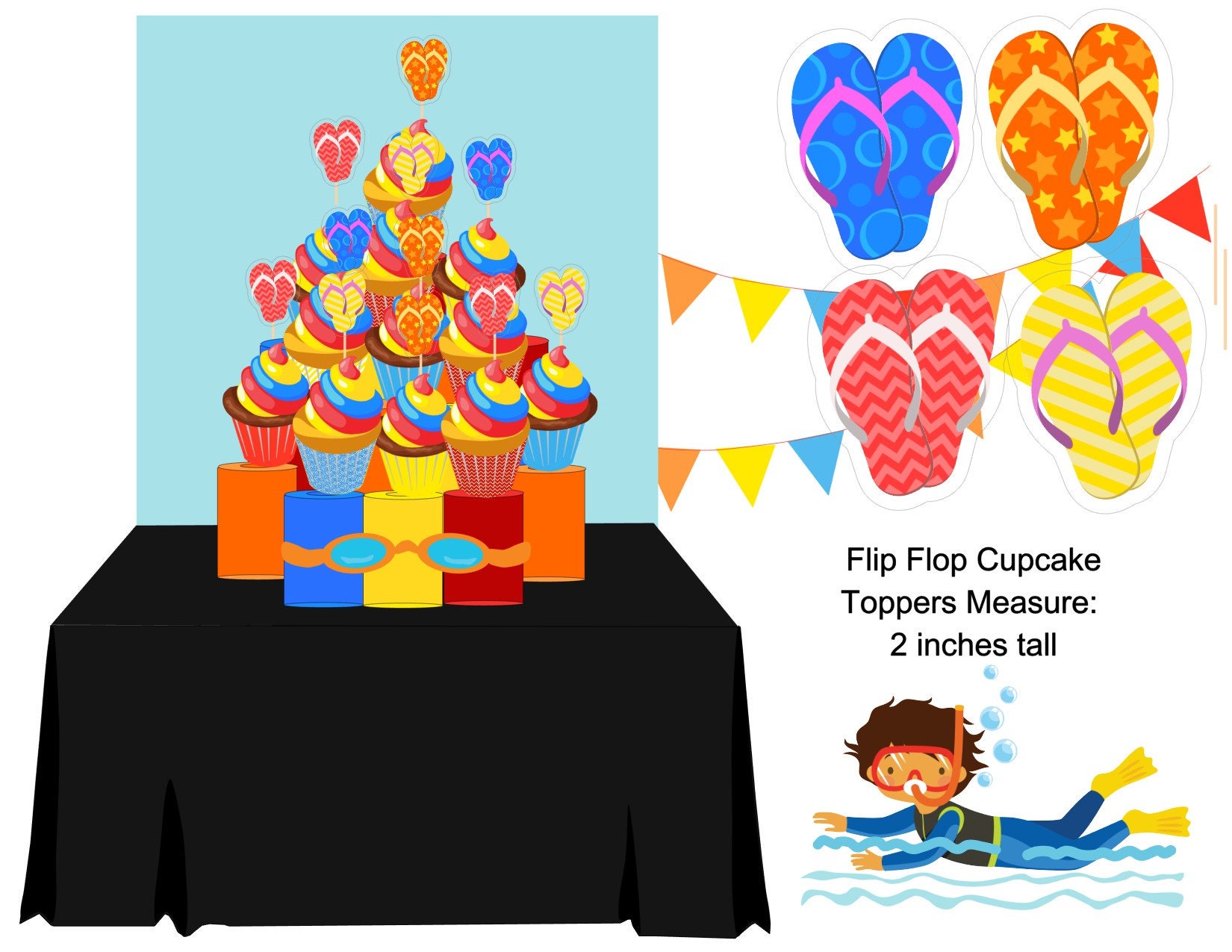 Flip Flop Beach Party Banner Instant Digital Download Under - Etsy