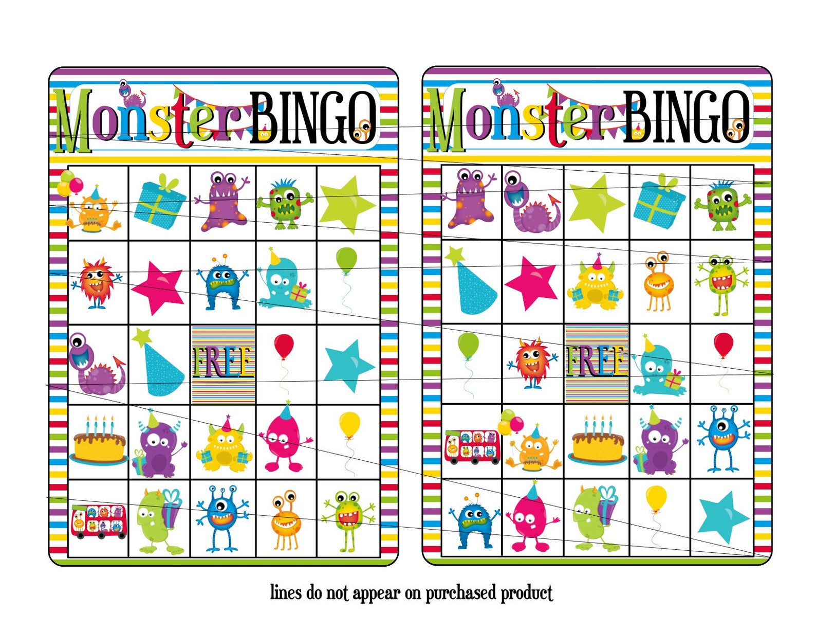 Kids Monster Party Bingo Game Instant Digital Download Kids - Etsy