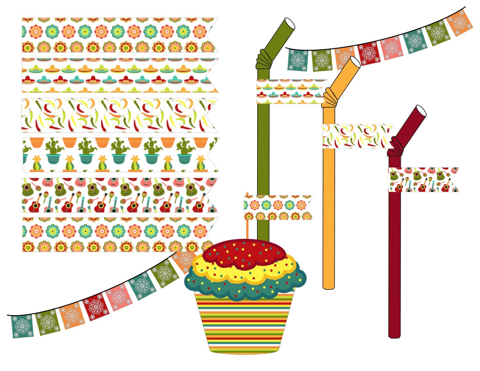 Multiple Sized Colorful Circle Fiesta Banner Instant Digital - Etsy UK