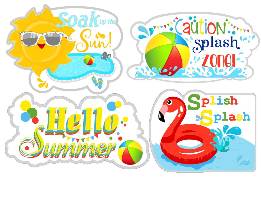 FOUR Splish Splash Pool Party Instant Digital Download Signs - Etsy