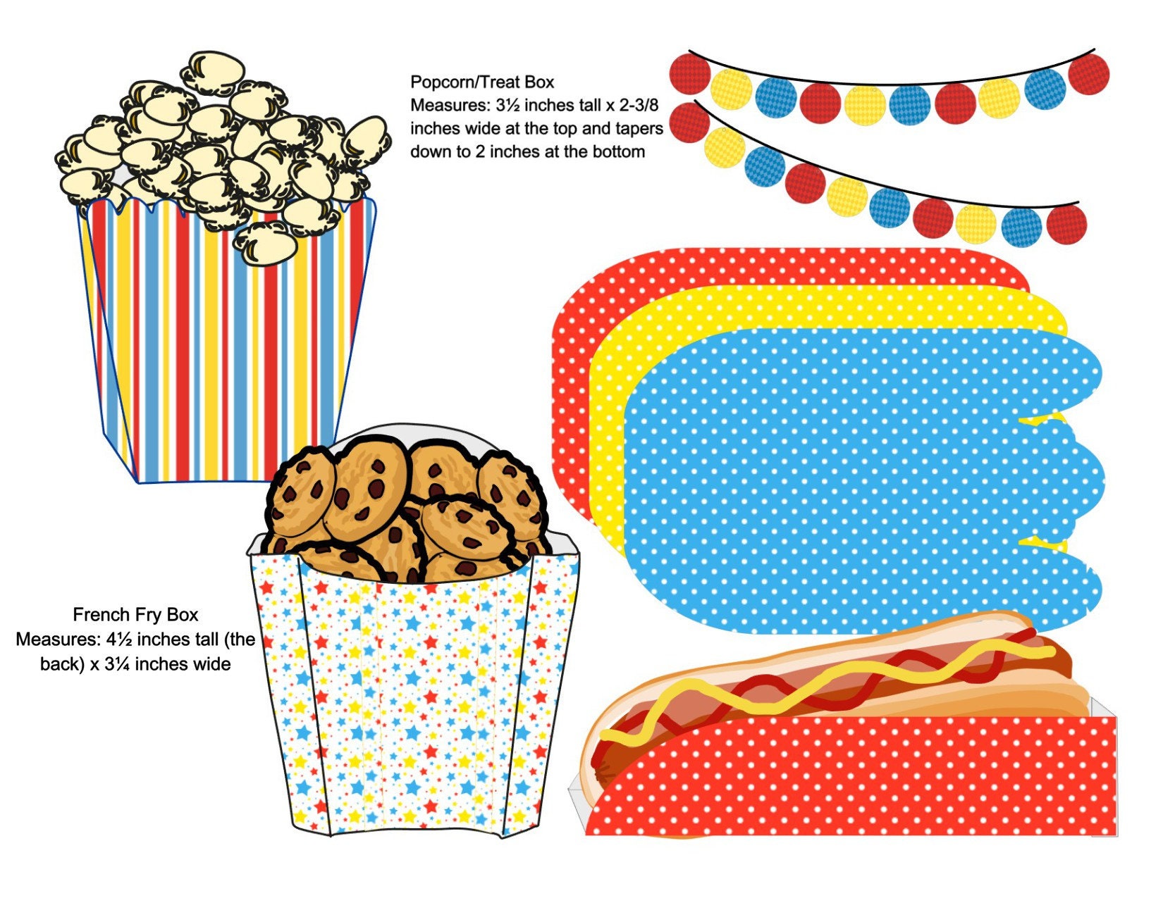 Multi Colored Popcorn Treat Box Instant Digital Download - Etsy Canada