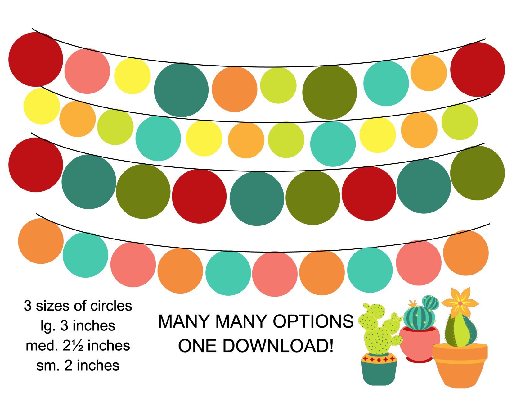 Multiple Sized Colorful Circle Fiesta Banner Instant Digital - Etsy UK