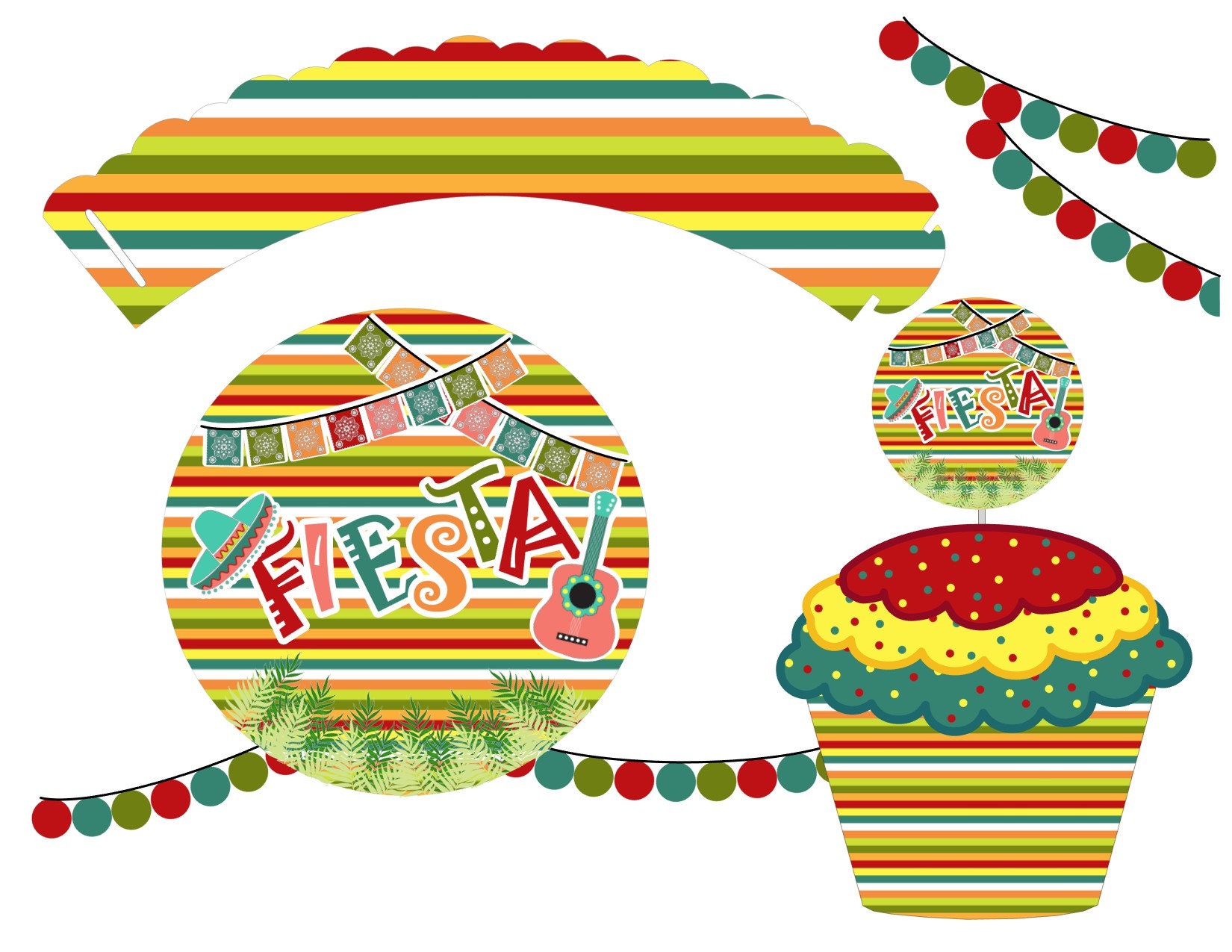 Multiple Sized Colorful Circle Fiesta Banner Instant Digital - Etsy UK