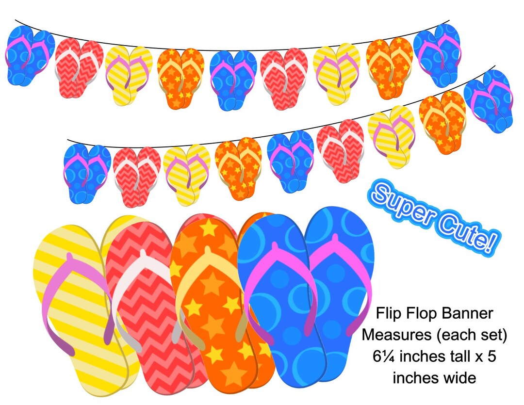 Flip Flop Beach Party Banner Instant Digital Download Under - Etsy