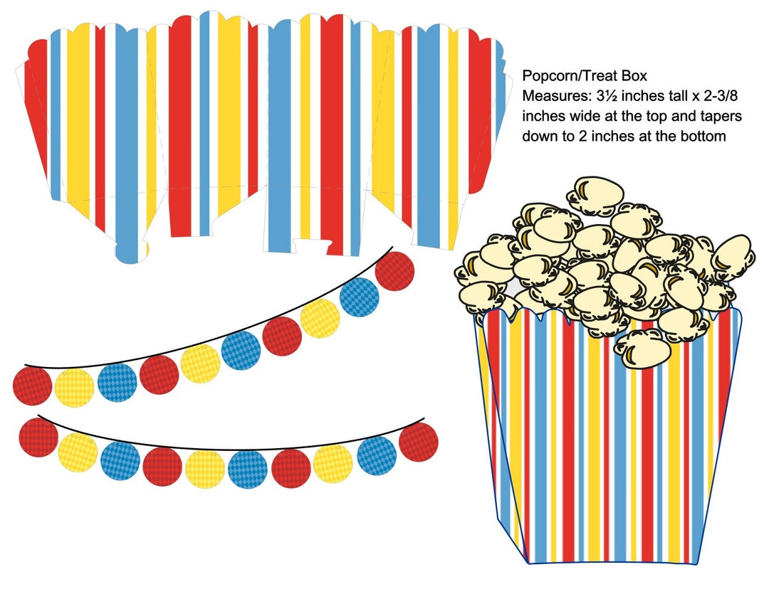 Multi Colored Popcorn Treat Box Instant Digital Download - Etsy Canada