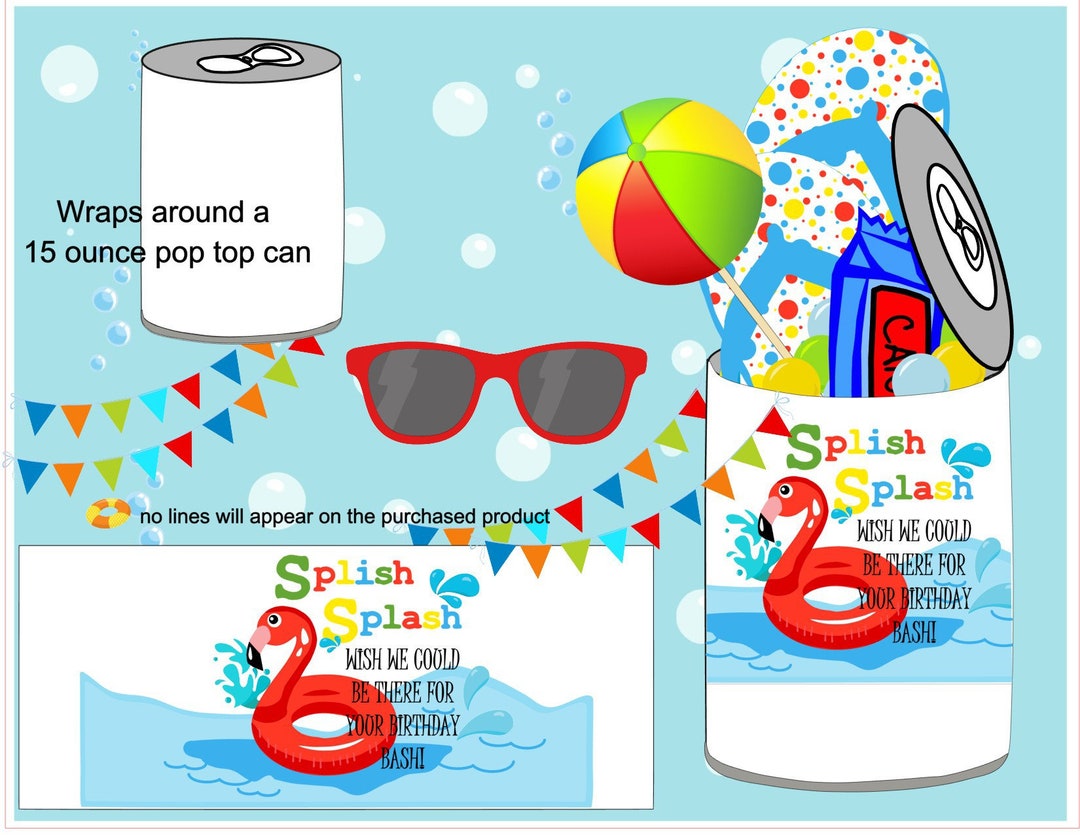 Splish Splash Party in a Can Wrapper Traveling Birthday Party - Etsy