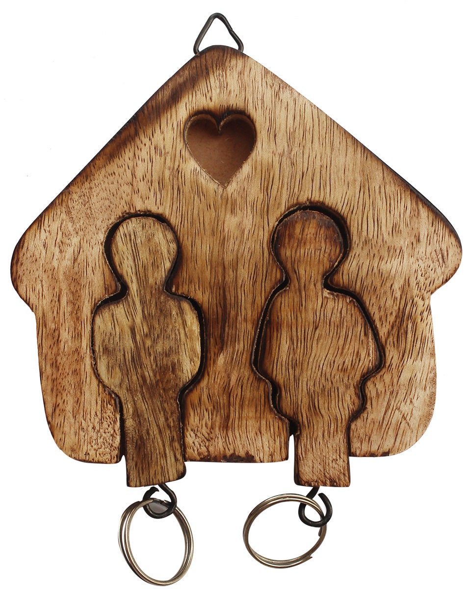 Set of 2 wall Mount Wooden Key Chain Holder Organizer with | Etsy