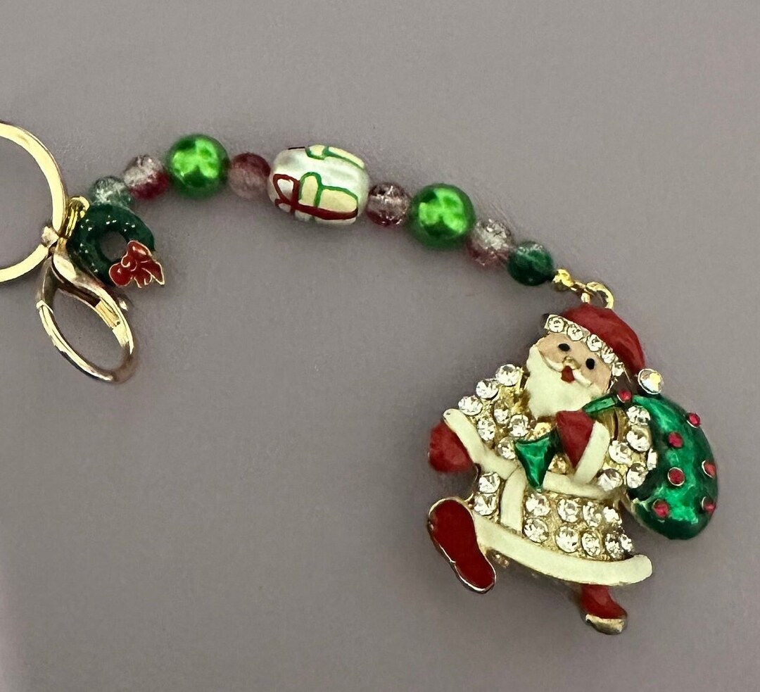 Santa Keychain, Fob, Key Fob, Car Pendant, Purse Fob, Backpack Fob ...