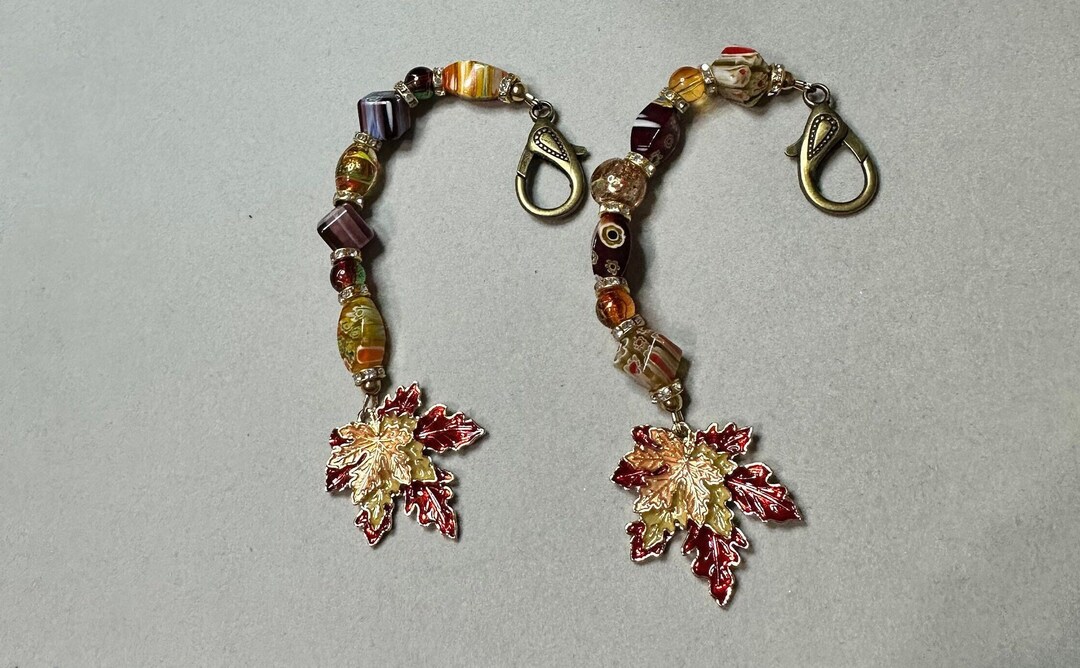Fall Leaf Scissor Fob, Key Fob, Purse Fob, Backpack Fob, Zipper Pull ...