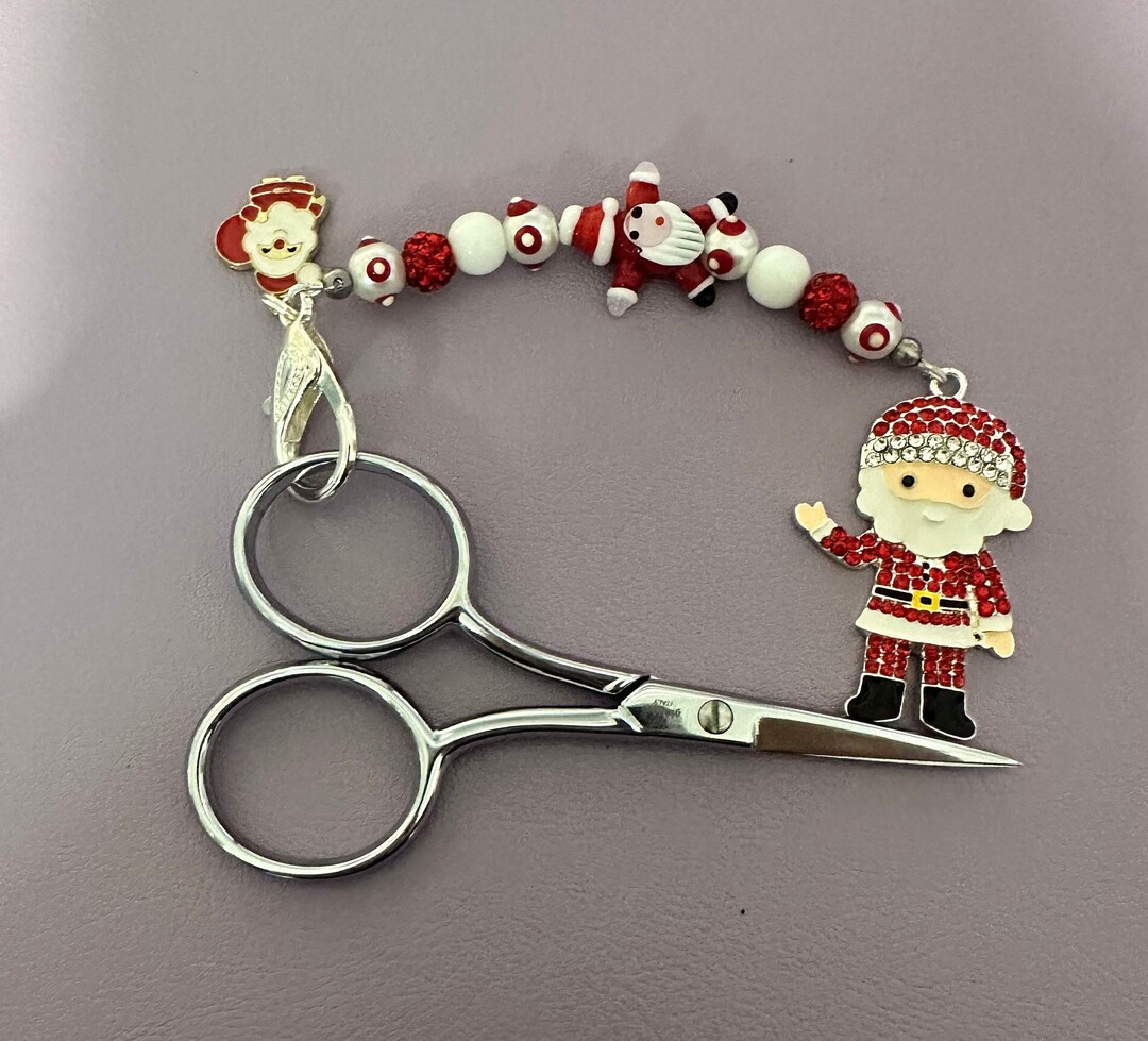 Waving Santa Scissor Fob: Rhinestone Christmas Stitching Accessory - Etsy