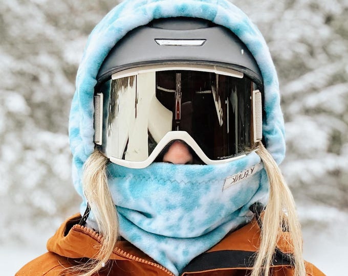 Blue Tie Dye - Ski Hood, Snowboard Hood, Fleece Hood, Helmet Hood, Gift ...