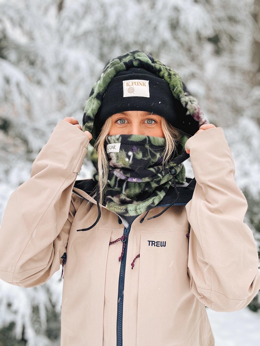 Lunar Moth Ski Hood, Snowboard Hood, Fleece Hood, Helmet Hood, Gift ...