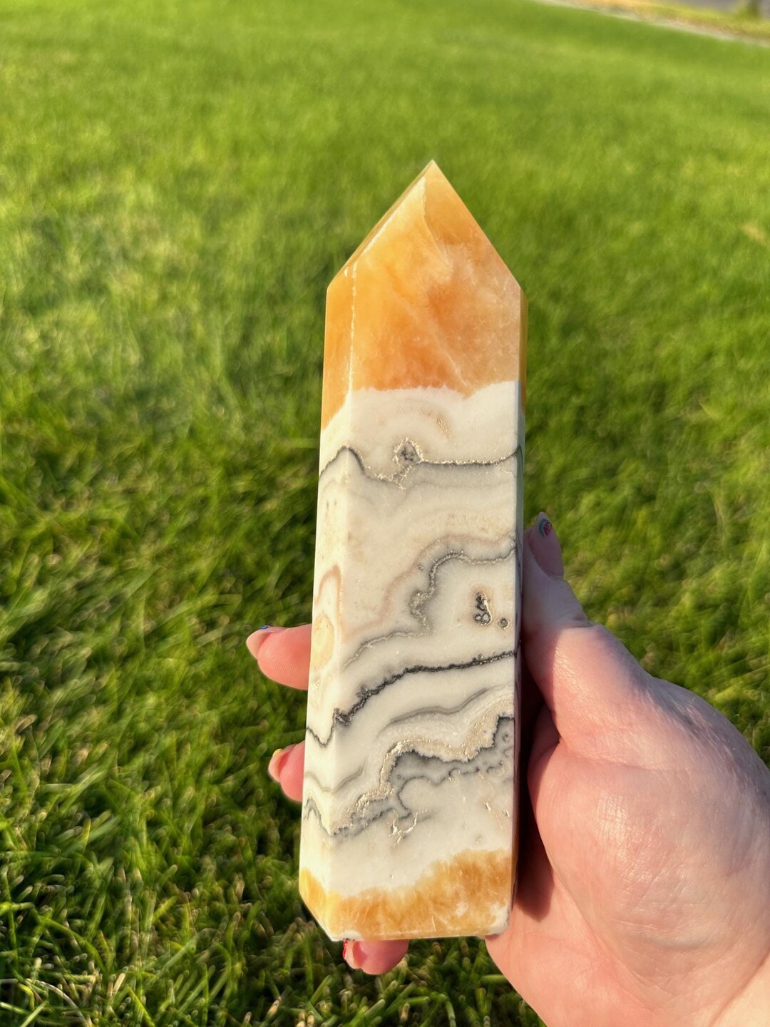 Orange Calcite Tower - 7 Inches Tall, 1lb 5oz - Etsy