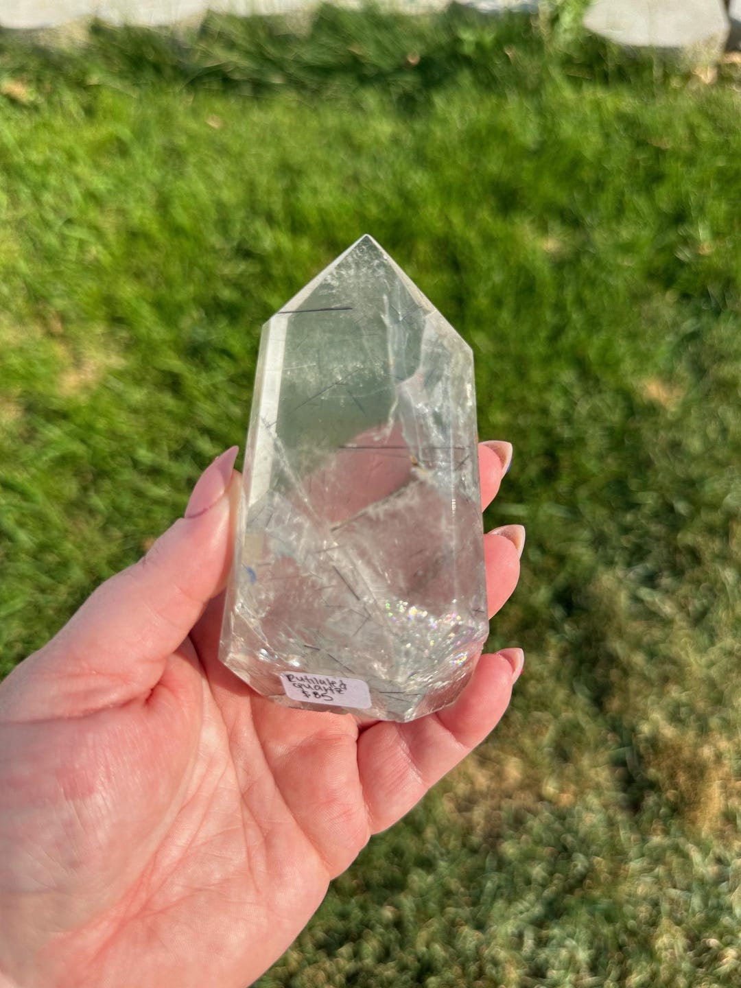 Rainbow Rutile Clear Quartz Crystal Point - 4 Inches, 7 Oz - Healing ...