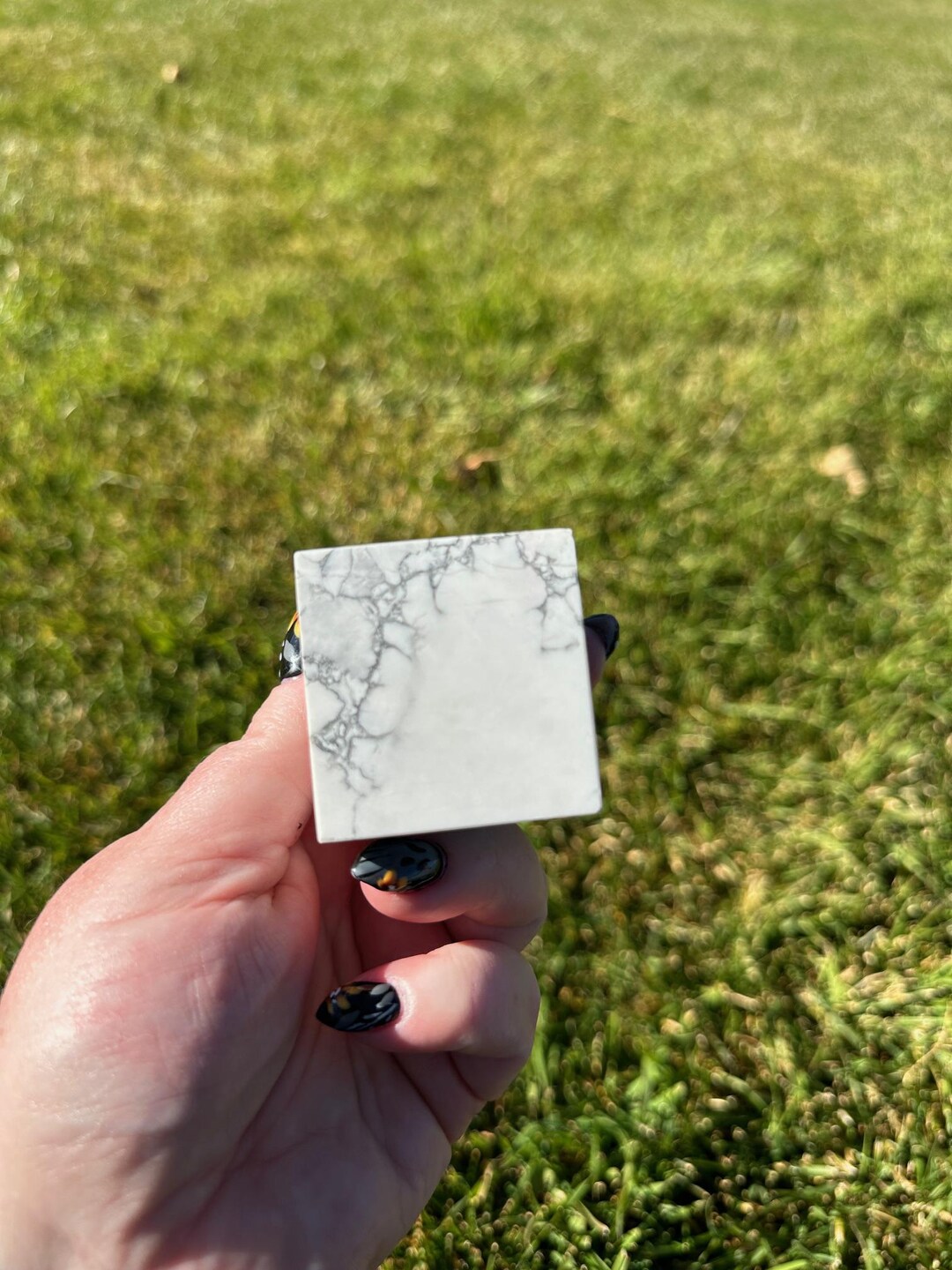 Howlite Crystal Cube With Cut Corner 2 Inches, 11 Oz Balancing Stone ...