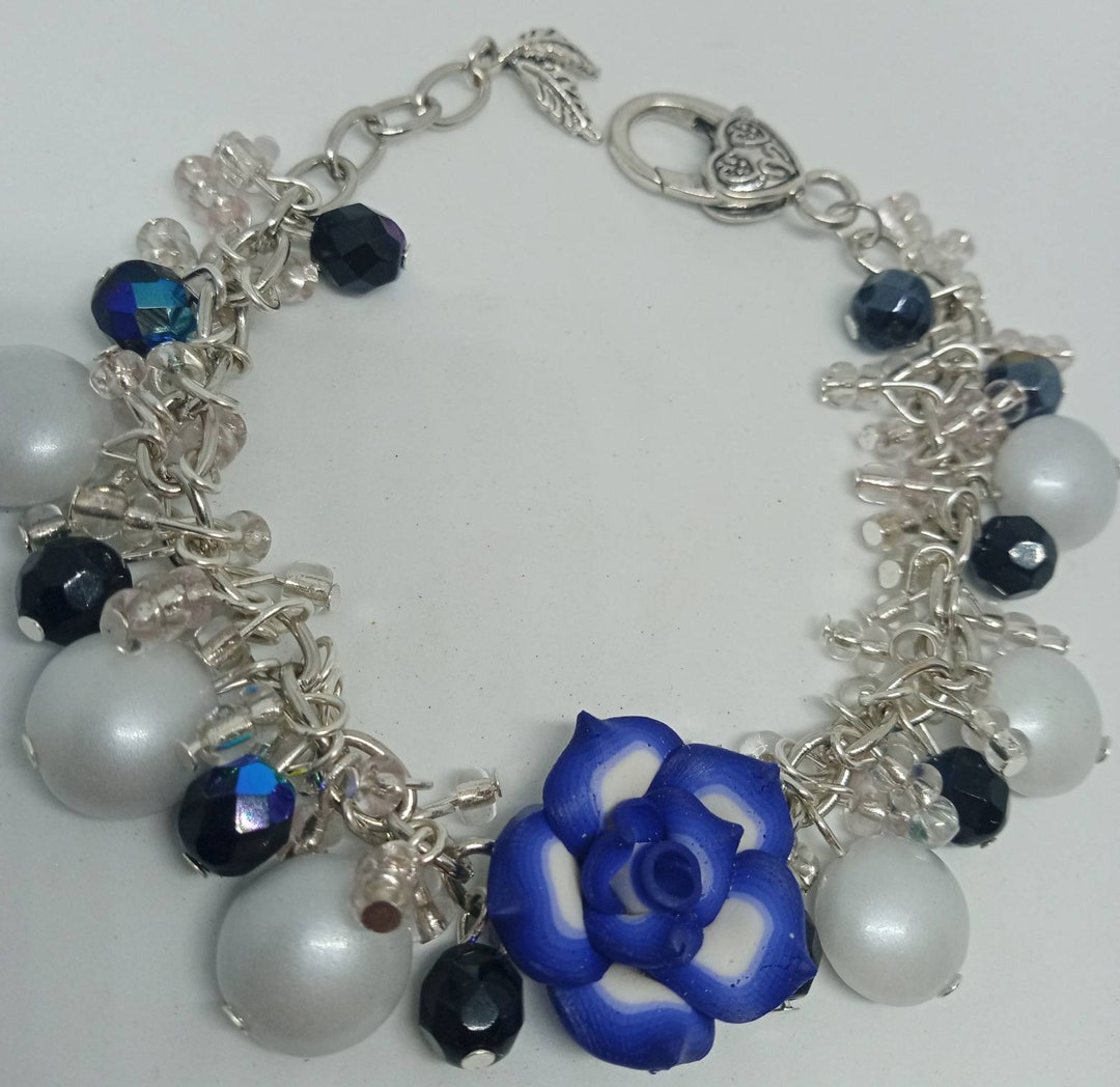 Blue Rose With Large White Beads Collection - Etsy