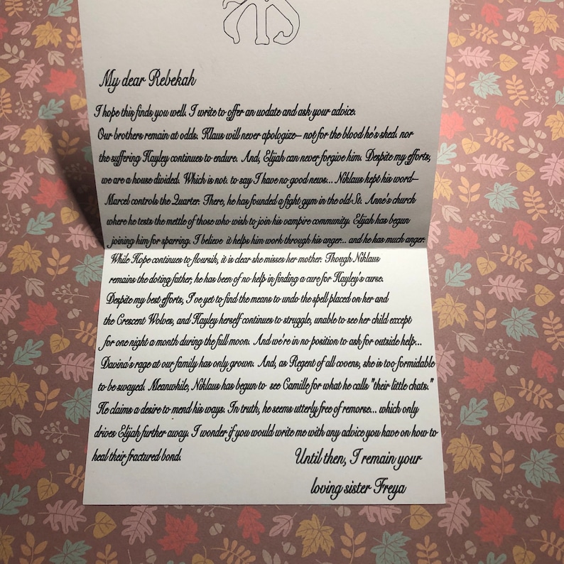 The Originals Inspired Letters Freya's Letter to Rebekah, Klaus' Letter ...