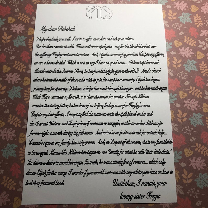 The Originals Inspired Letters Freya's Letter to Rebekah - Etsy