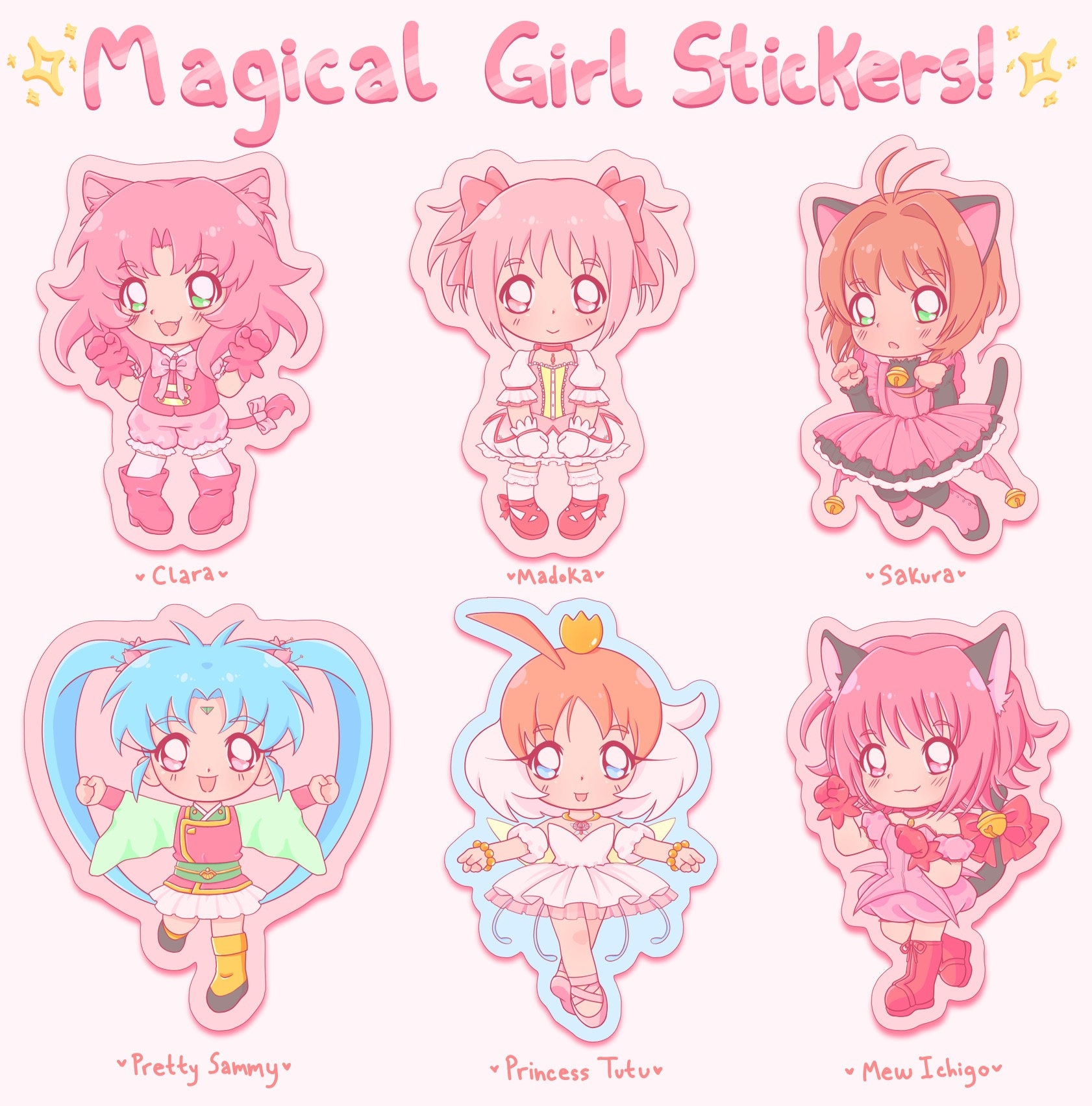 Magical Girl Stickers: Madoka Magica Cardcaptor Sakura | Etsy