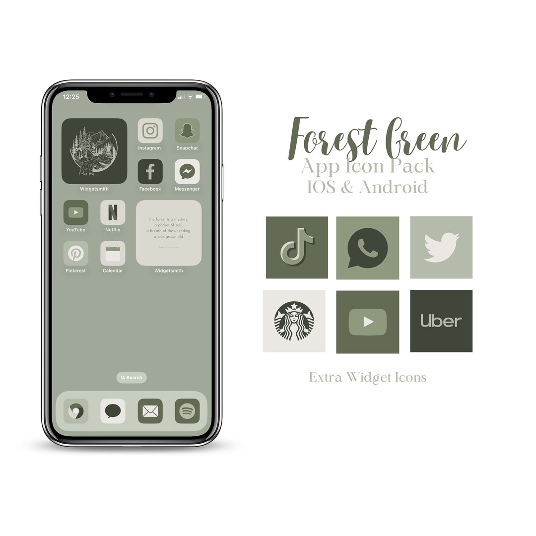 Green Aesthetic Ios App Icons Pack | Green Tones and Shade Widgets for ...