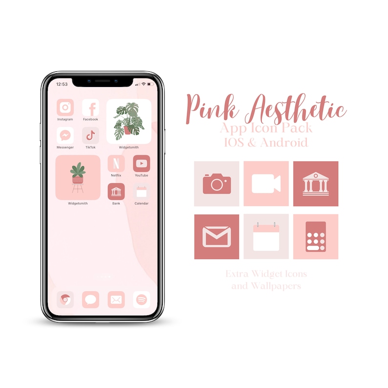 Pink Aesthetic Ios App Icons Pack | Rose Tones Widgets for iPhone ...