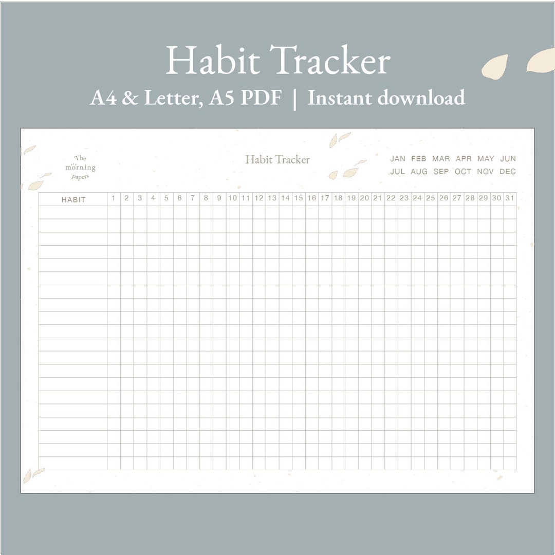 Elegant Habit Tracker | Floral | Botanical | Printable & Digital | A4 ...