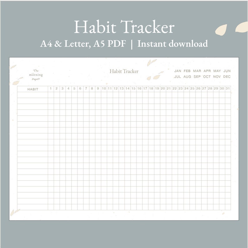 Elegant Habit Tracker | Floral | Botanical | Printable & Digital | A4 ...