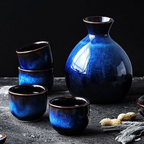 Cold Sake Glass Set Gold Leaf Carafe Made in Japan 3piece Set | Etsy