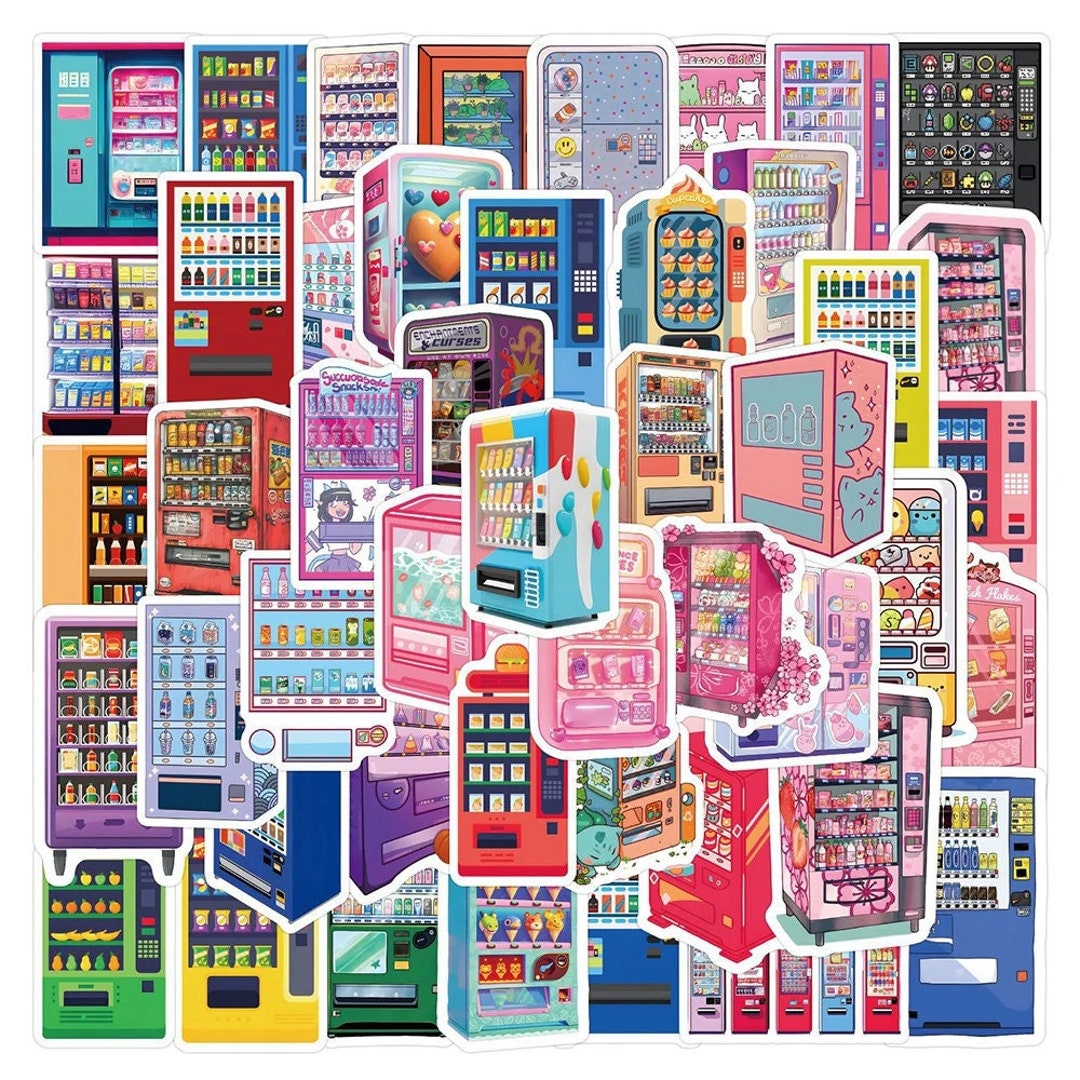 Colorful Vending Machine Themed Sticker Set Vintage Style Sticker ...