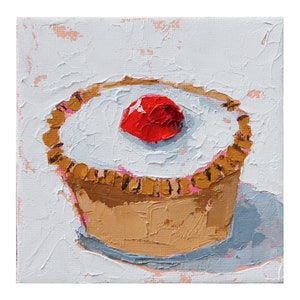 Original Oil Painting of Sweet Pastry on Canvas, Small Framed Art ...