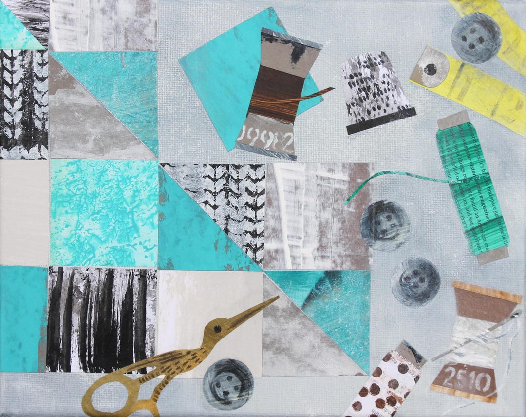 Cut Paper Collage Picture on Canvas, Craft Sewing Decor .. Queen of the ...