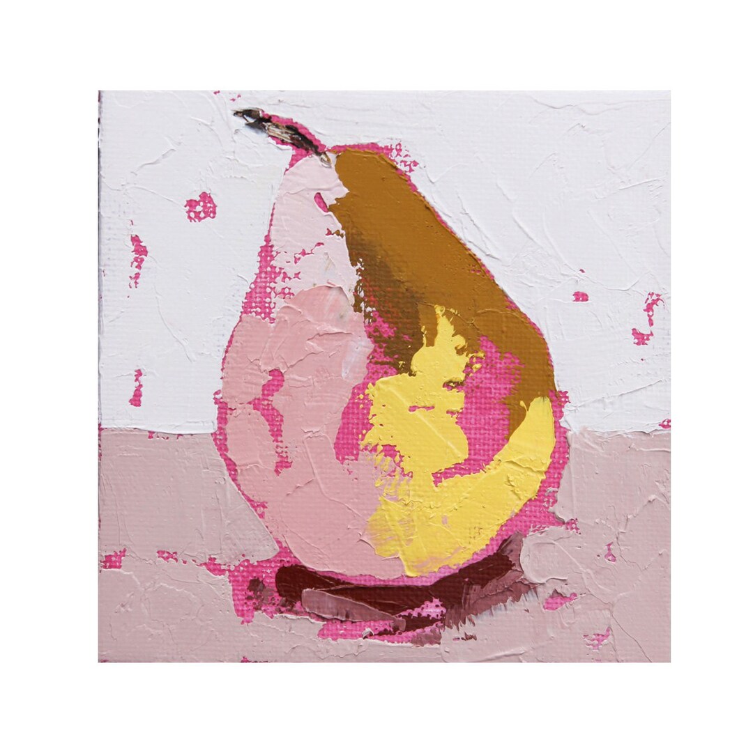 Pink Pear Painting, Oil Painting Pear, Still Life Fruit, Green Pear ...