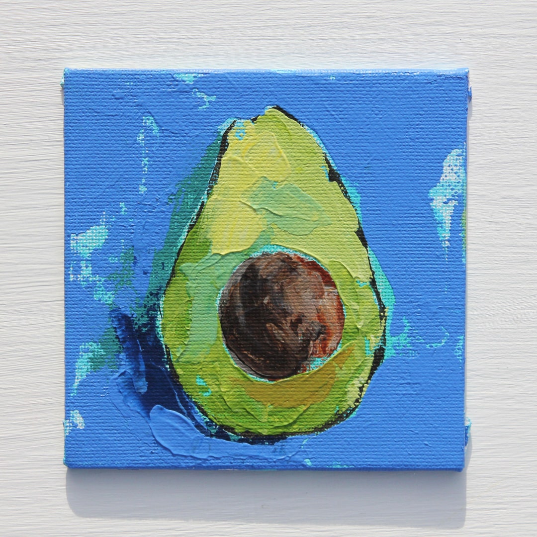 Blue Avocado Painting, Home Warming Gift for Him .. Avo Hold the Toast ...